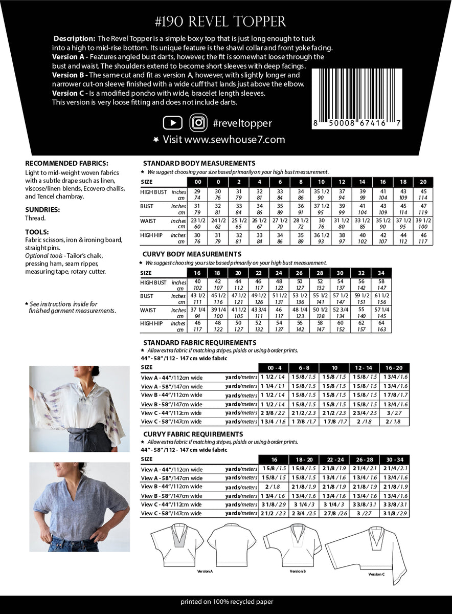 Revel Topper Sewing Pattern (Sizes 00-20 & Curvy 16-34) – Sew House Seven